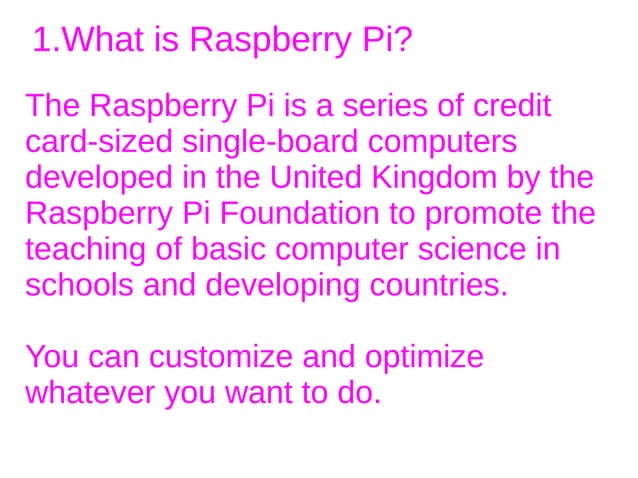 Raspberry pi performace and program by open cv | PPT | Free Download