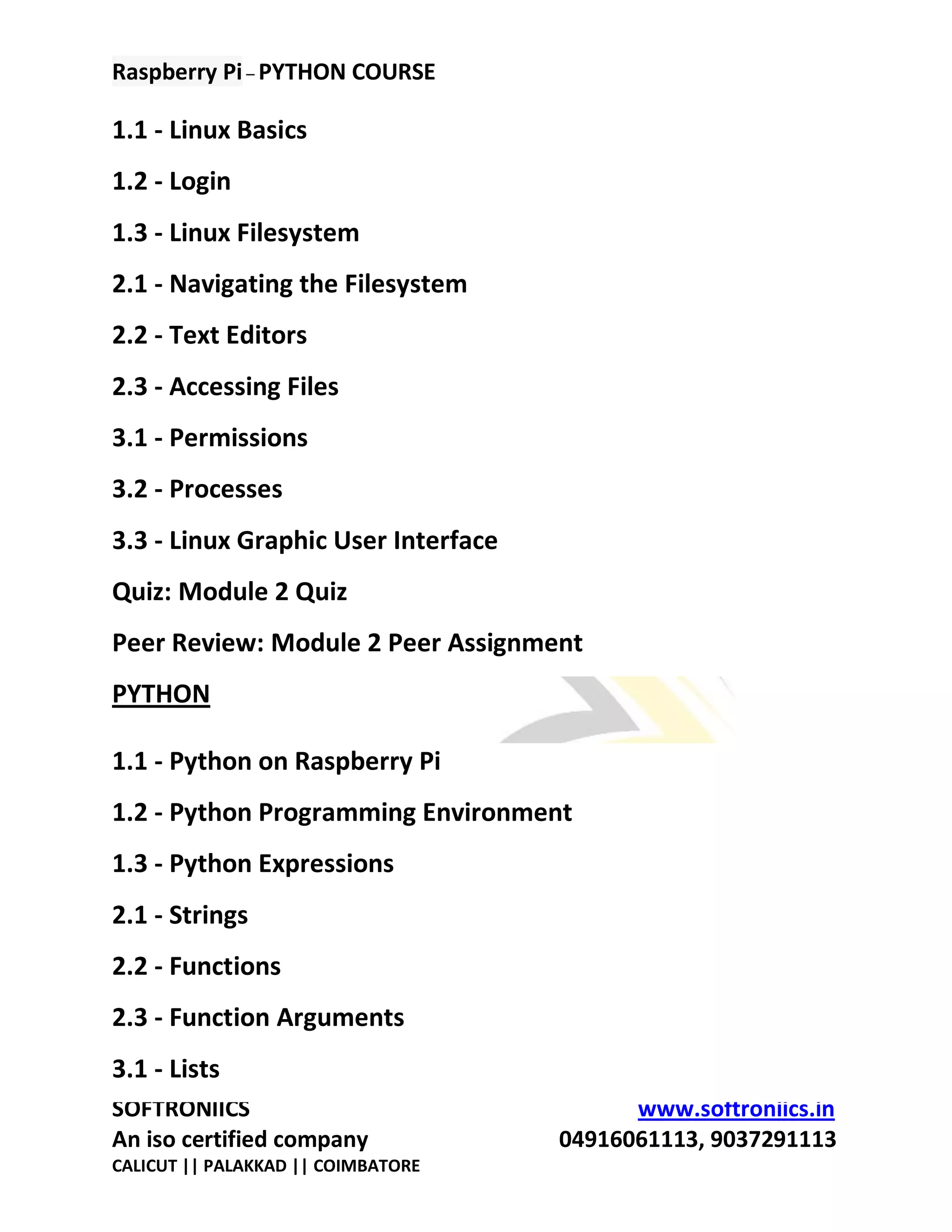 Raspberry pi course syllabus | PDF