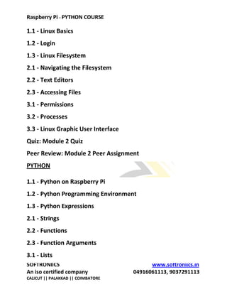 Raspberry pi course syllabus | PDF