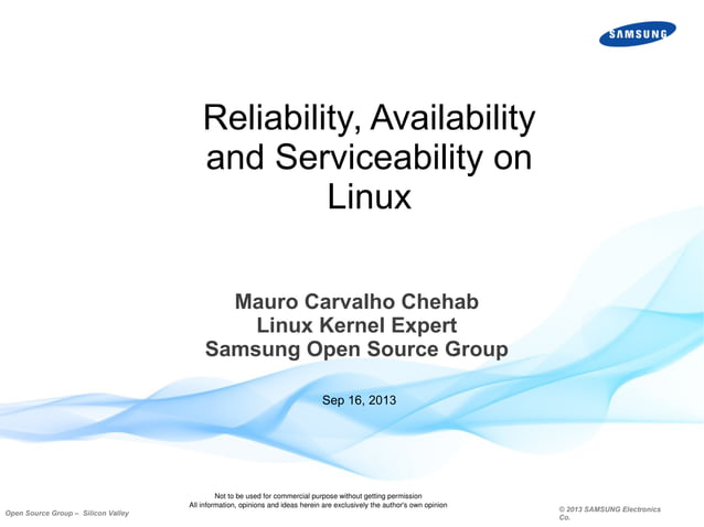 Reliability, Availability and Serviceability on Linux | PPT
