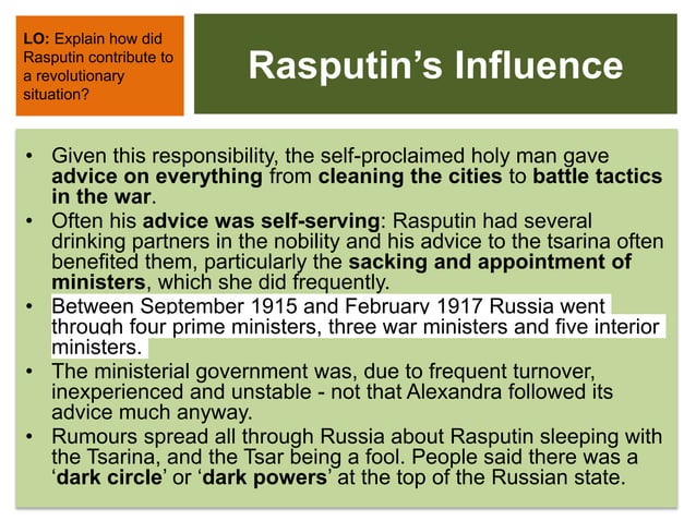 Influence of Rasputin | PPTX