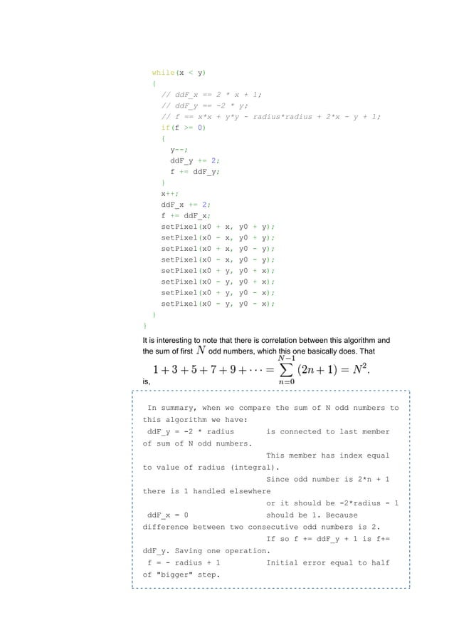 Rasterisation of a circle by the bresenham algorithm | PDF