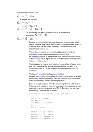 Rasterisation of a circle by the bresenham algorithm | DOCX