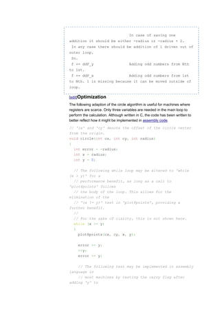 Rasterisation of a circle by the bresenham algorithm | DOCX