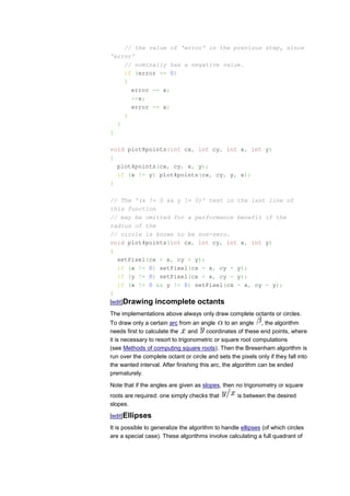 Rasterisation of a circle by the bresenham algorithm | DOCX