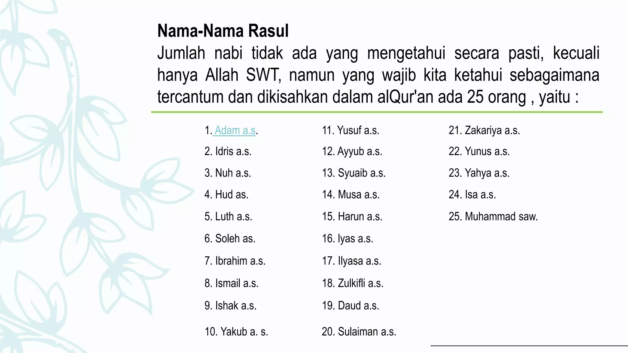 Rasul Rasul itu kekasih Allah SWT bab 7 Kelas 11 | PPTX