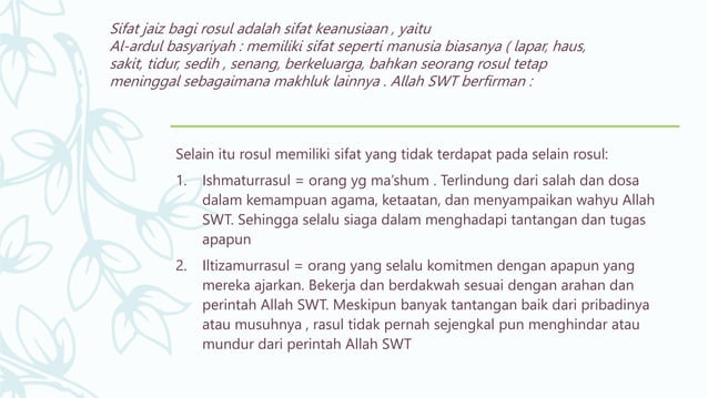 Rasul Rasul itu kekasih Allah SWT bab 7 Kelas 11 | PPTX