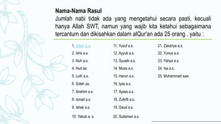 Rasul Rasul itu kekasih Allah SWT bab 7 Kelas 11 | PPTX