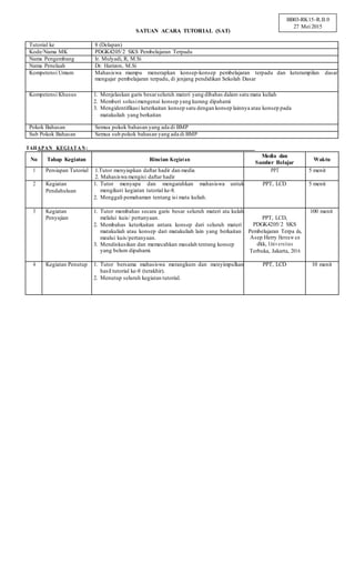 Rat dan sat pembelajaran terpadu di sd | DOCX