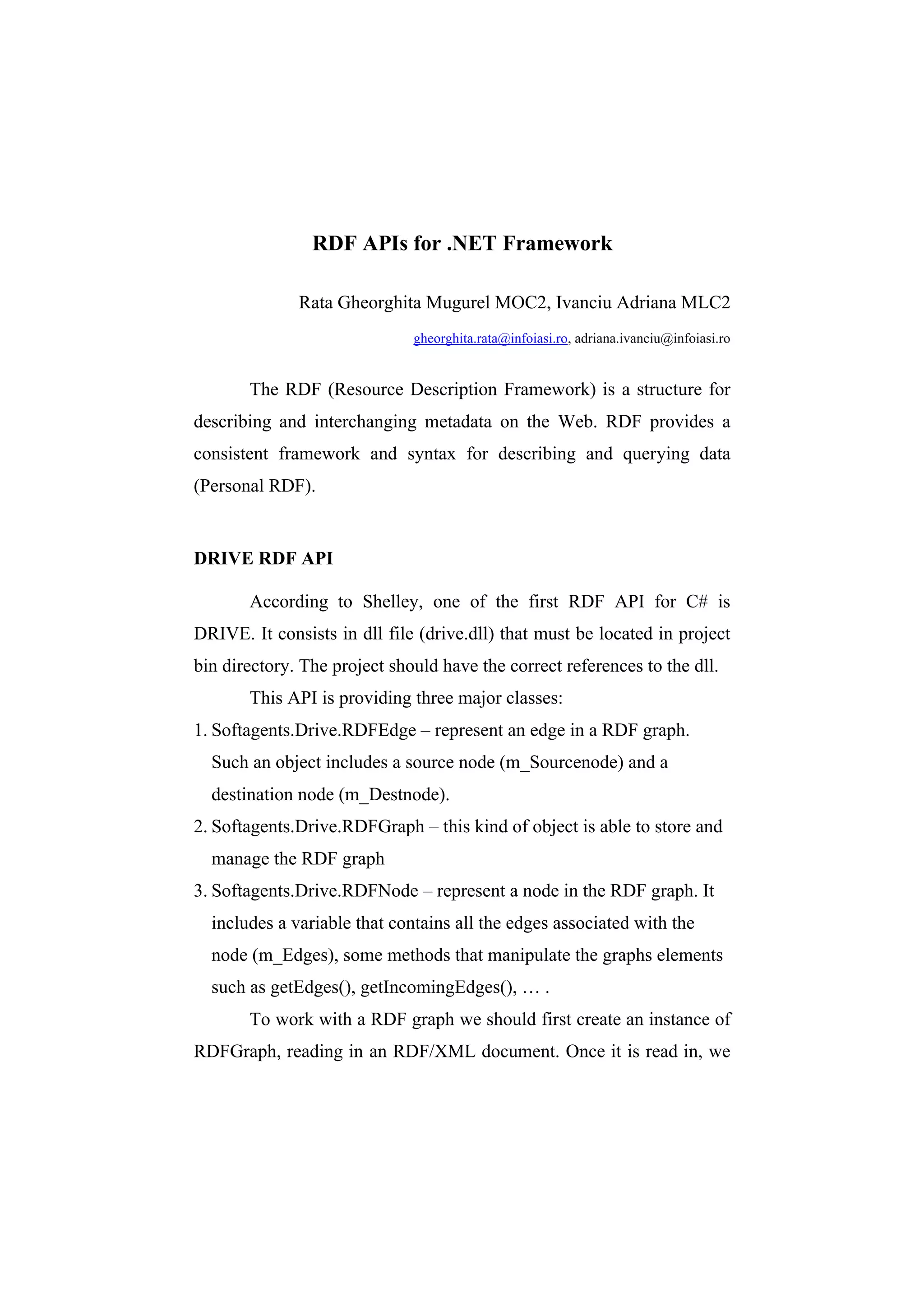 Rdf Apis For Net Framework Pdf Databases Computer Software And 0529