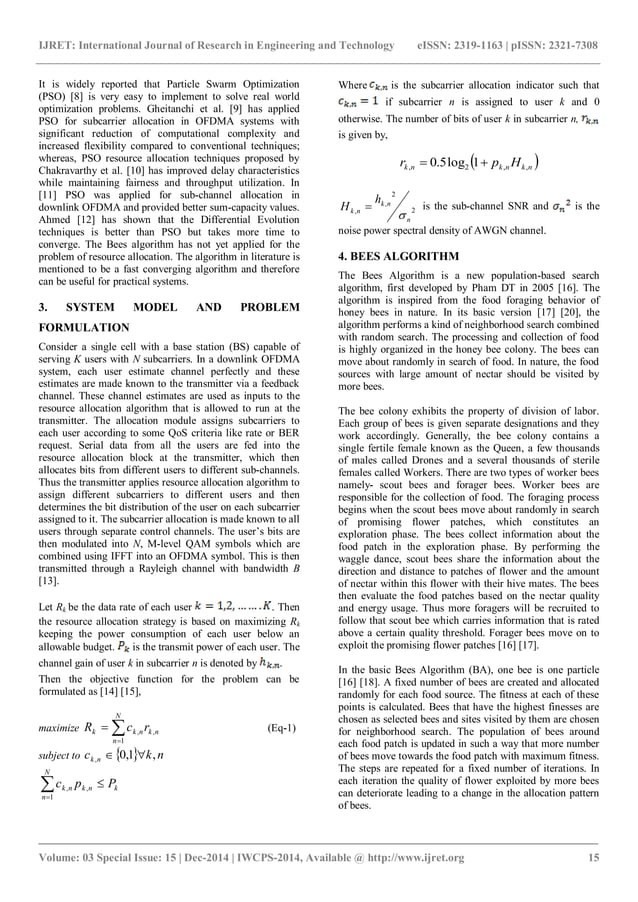 Rate adaptive resource allocation in ofdma using bees algorithm | PDF