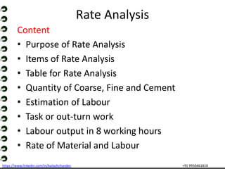 Rate analysis in civil engineering | PPTX