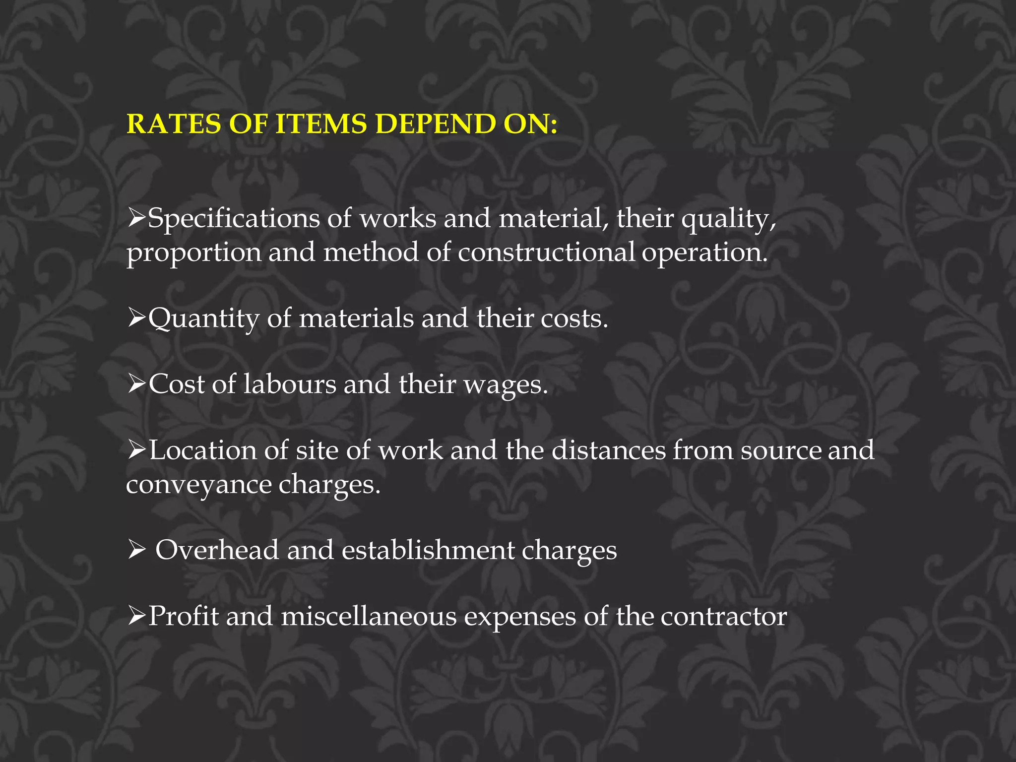 Rate analysis | PPTX