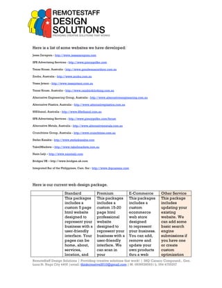 RSDS Web Design Rate card | PDF | Web Development | Internet