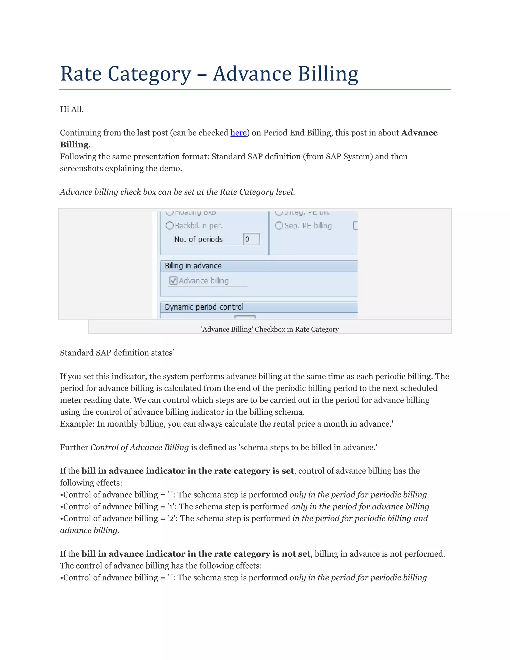 Rate Category Advance Billing | PDF