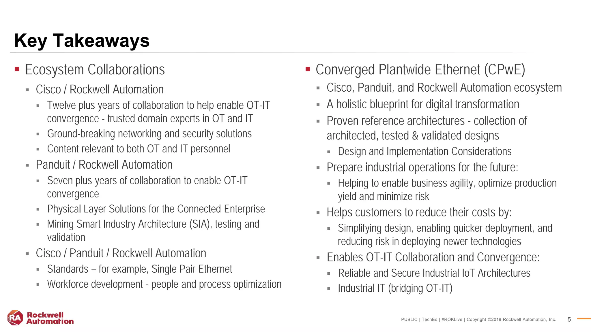 RA TechED 2019 - NT03 - Building Converged Plantwide Ethernet ...