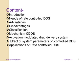 Rate controlled drug delivery system | PPT