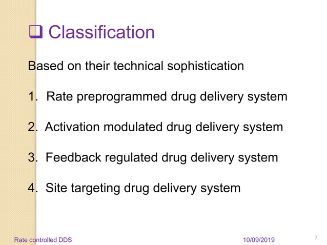 Rate controlled drug delivery system | PPT