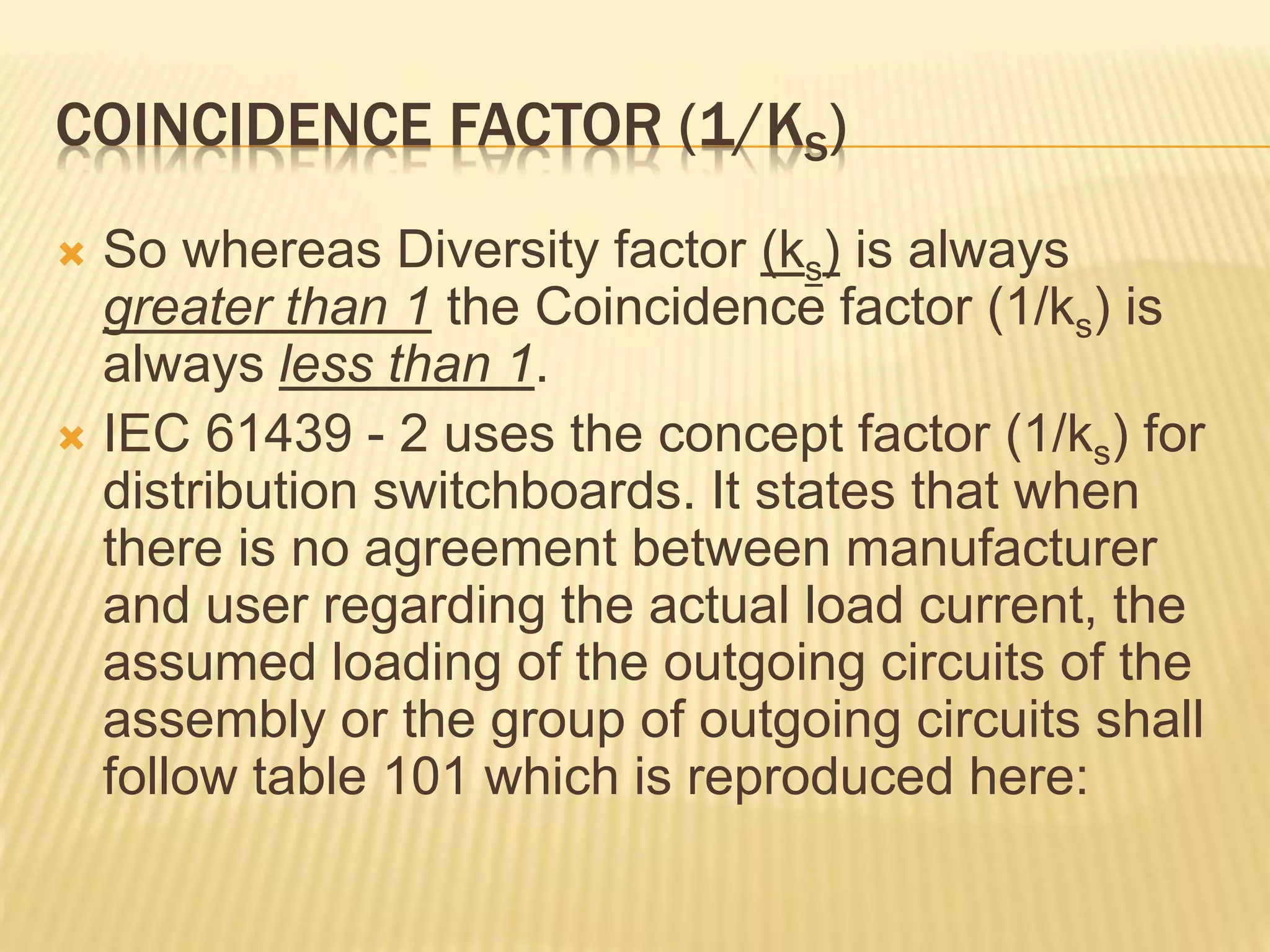 Rated diversity factor of a switchboard | PPTX