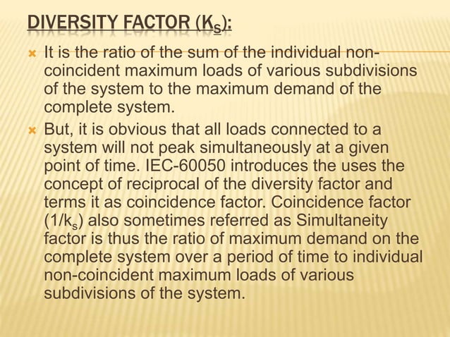 Rated diversity factor of a switchboard | PPTX
