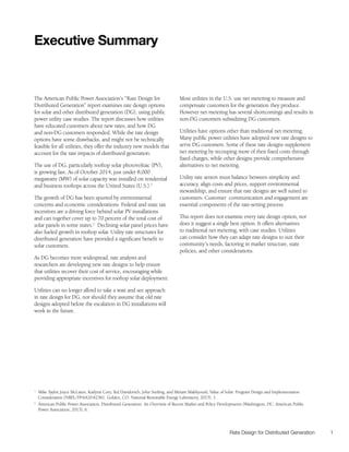 Rate Design for Distributed Generation - NET METERING ALTERNATIVES | PDF