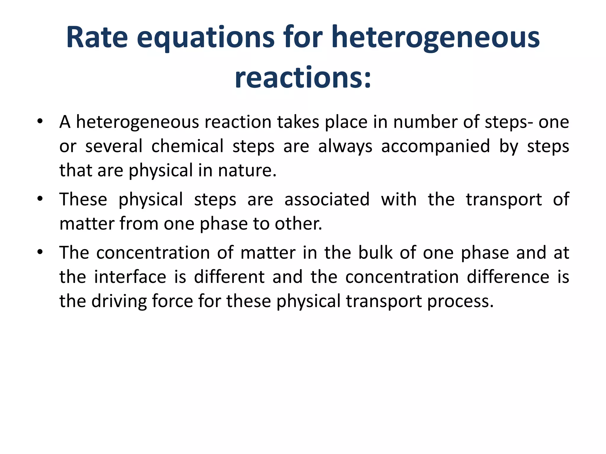 Rate equations for heterogeneous reactions combining linear and ...