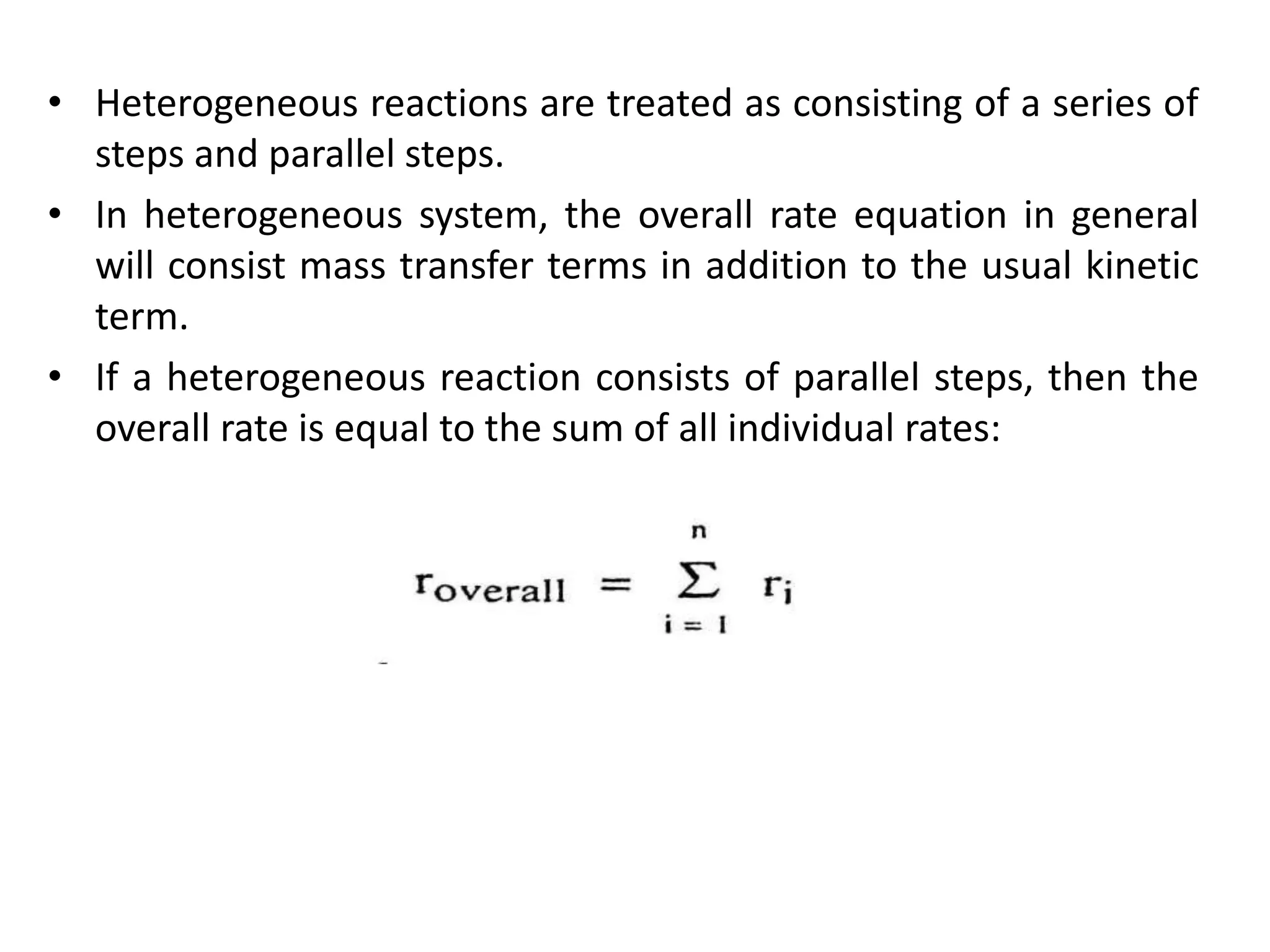 Rate equations for heterogeneous reactions combining linear and ...