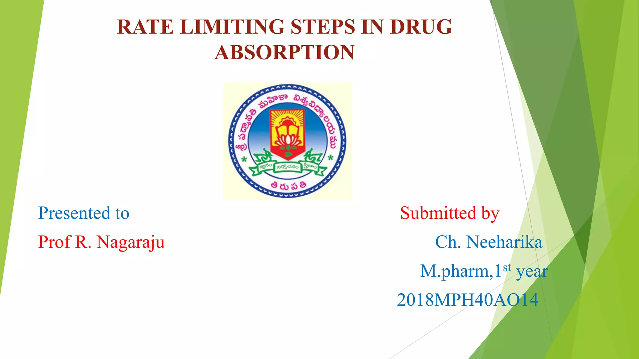 Rate limiting steps in drug absorption [autosaved] | PPTX