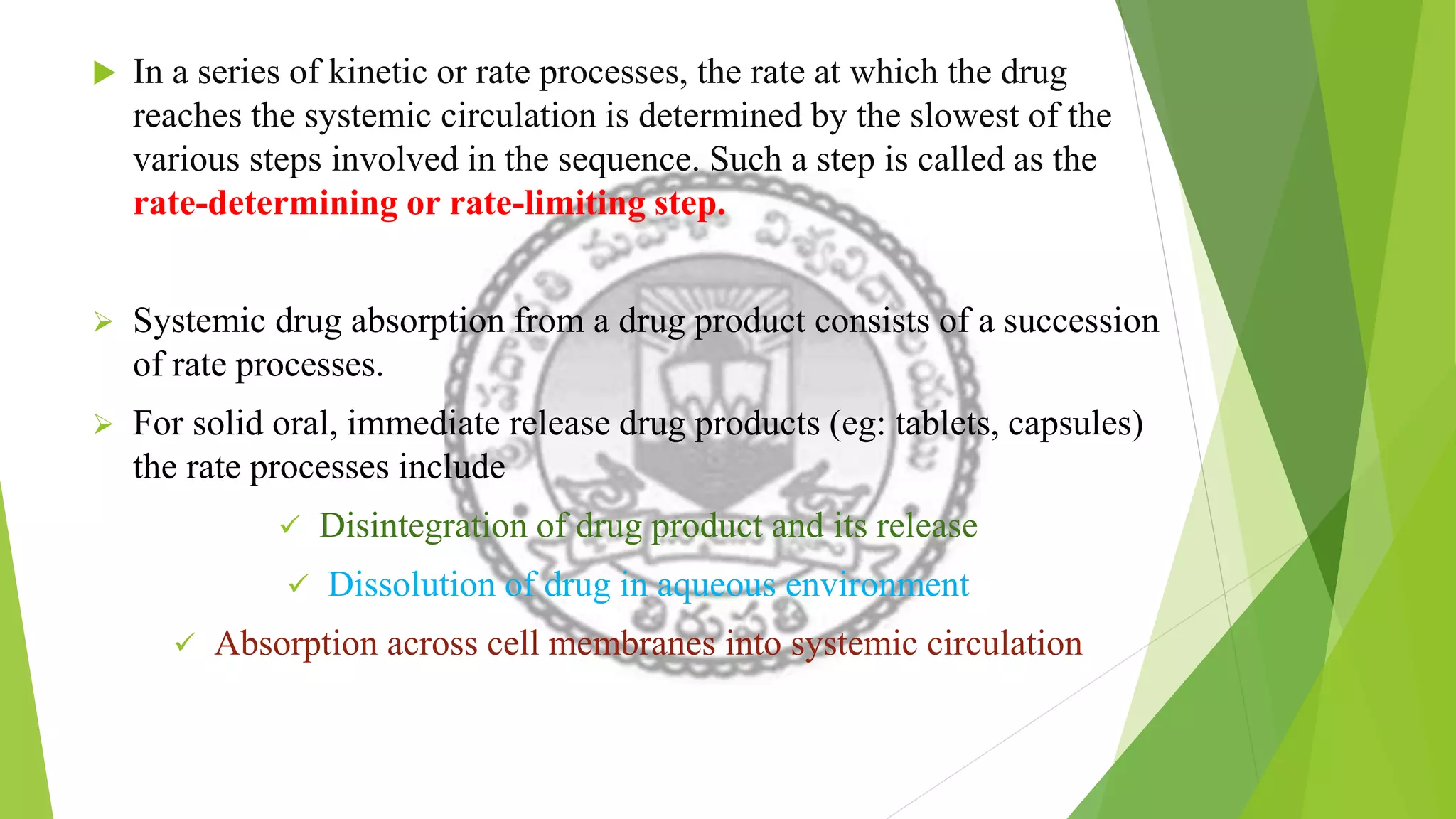 Rate limiting steps in drug absorption [autosaved] | PPTX