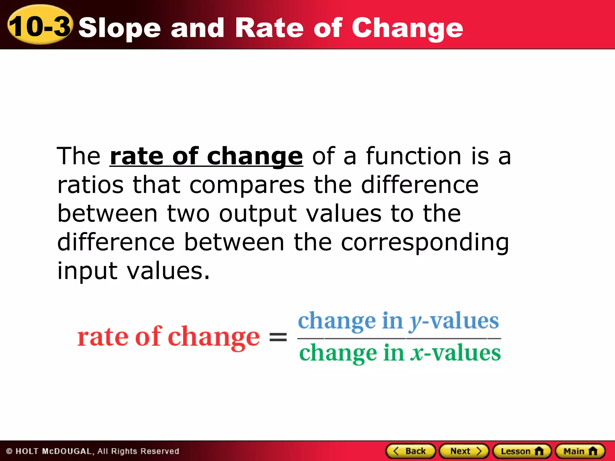 Rate of change and slope | PPT