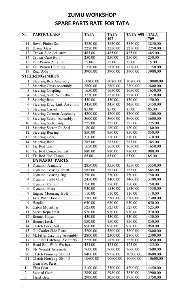 Tata 709 Parts Catalogue Pdf | Reviewmotors.co