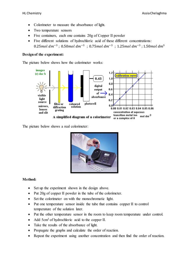 IB Chemistry HL IA Rate of reaction, Chemistry lab | DOCX