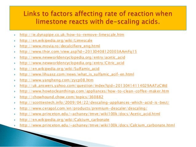 Rate of reaction for limestone and citric acid. | PPT