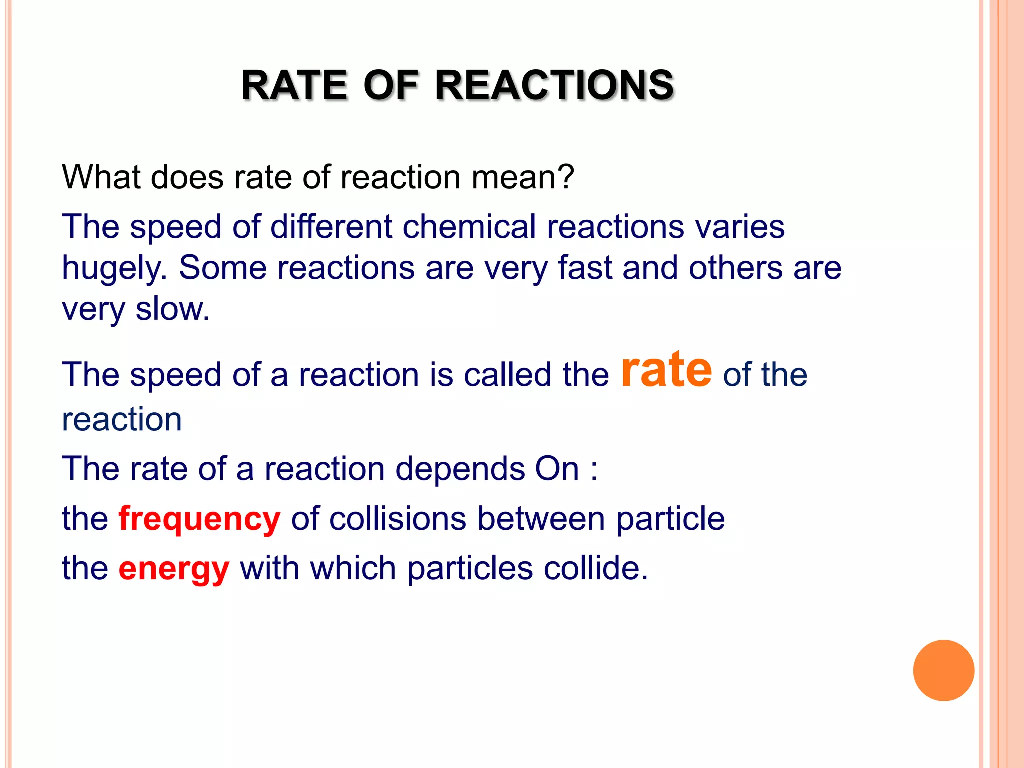 Rate of reactions | PPTX | Chemistry | Science