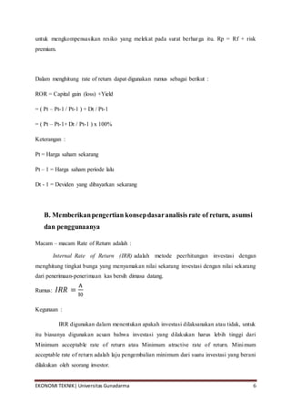 Ekonomi Teknik (rate of return) | DOCX