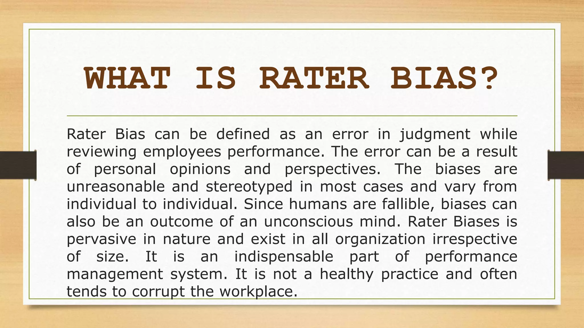 Rater bias in Performance Management | PPTX