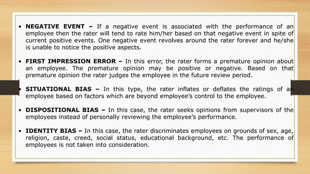 Rater bias in Performance Management | PPTX | Resume Writing and Advice ...