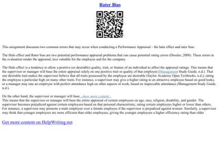 Rater Errors | PDF
