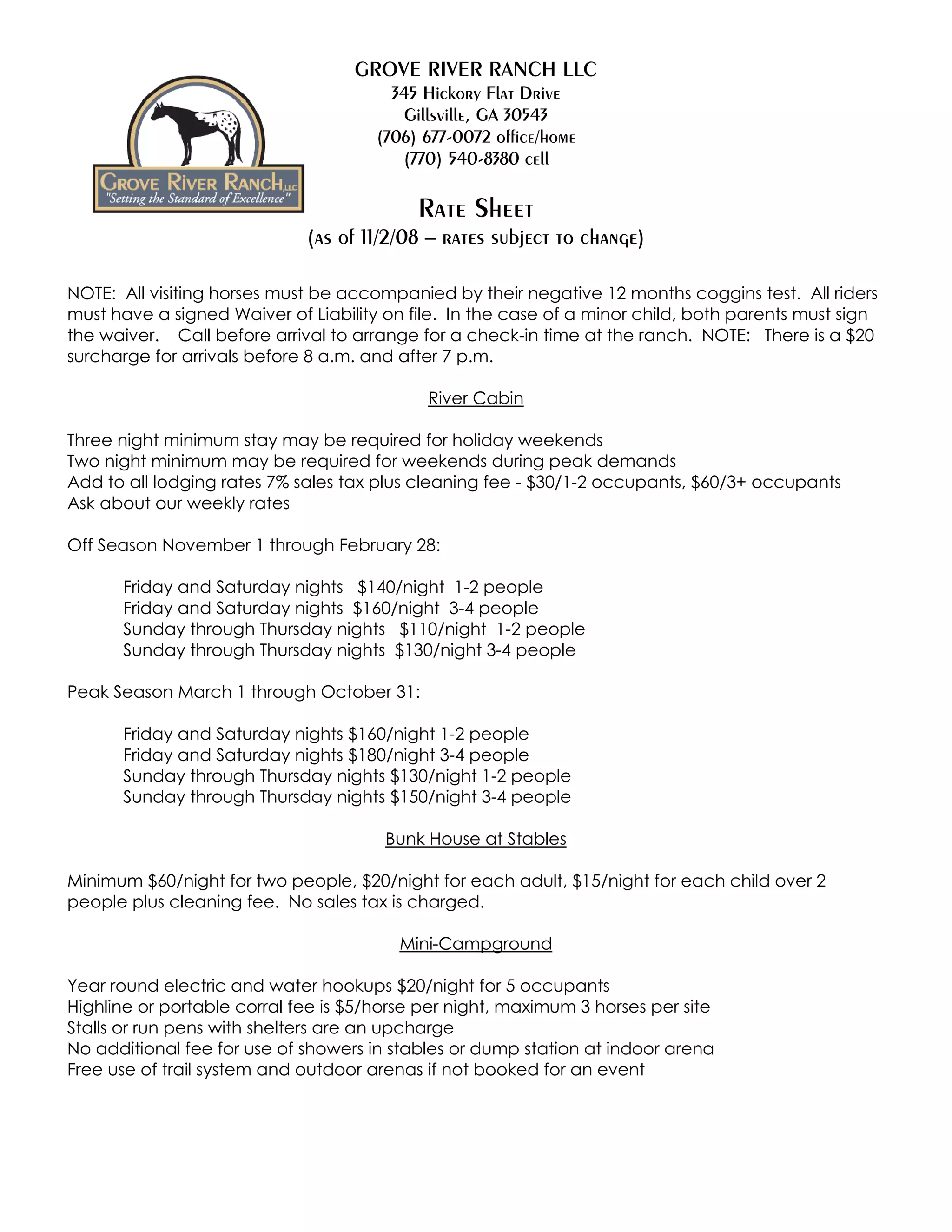 Rate sheet grr | PDF
