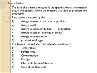 Rates of Reaction Theory Year 10 Science ACARA | PPTX