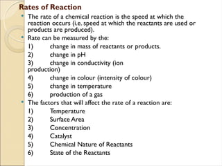Rates of Reaction Power point Presentation.pptx | Chemistry | Science