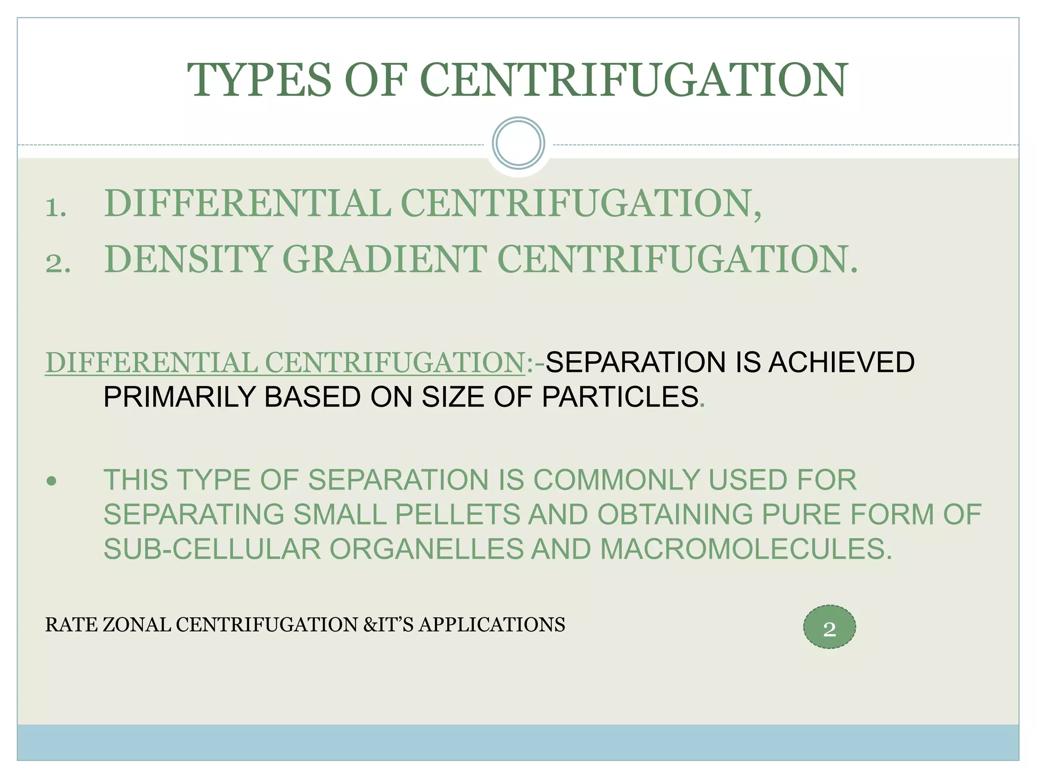 Rate zonal centrifugation and Its applications | PPTX