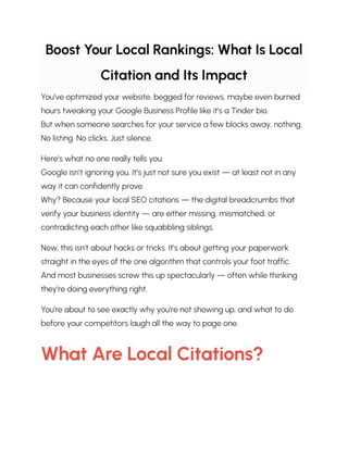 Boost Your Local Rankings: What Is Local Citation and Its Impact | PDF