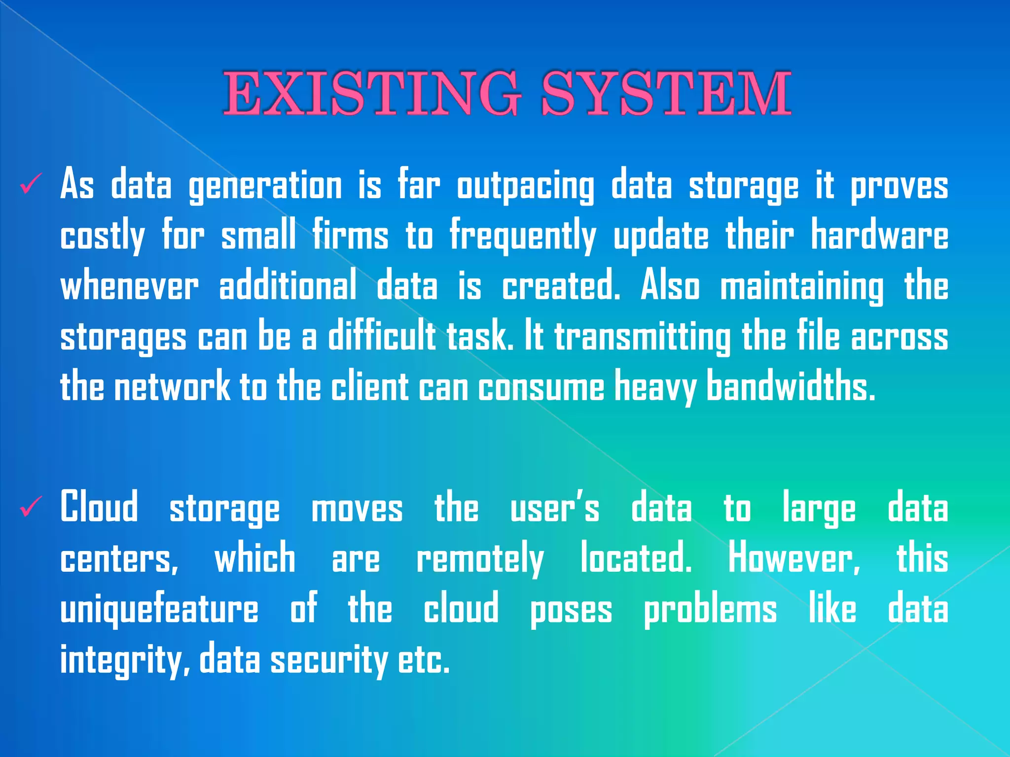 Ensuring data integrity on cloud data storage | PPT