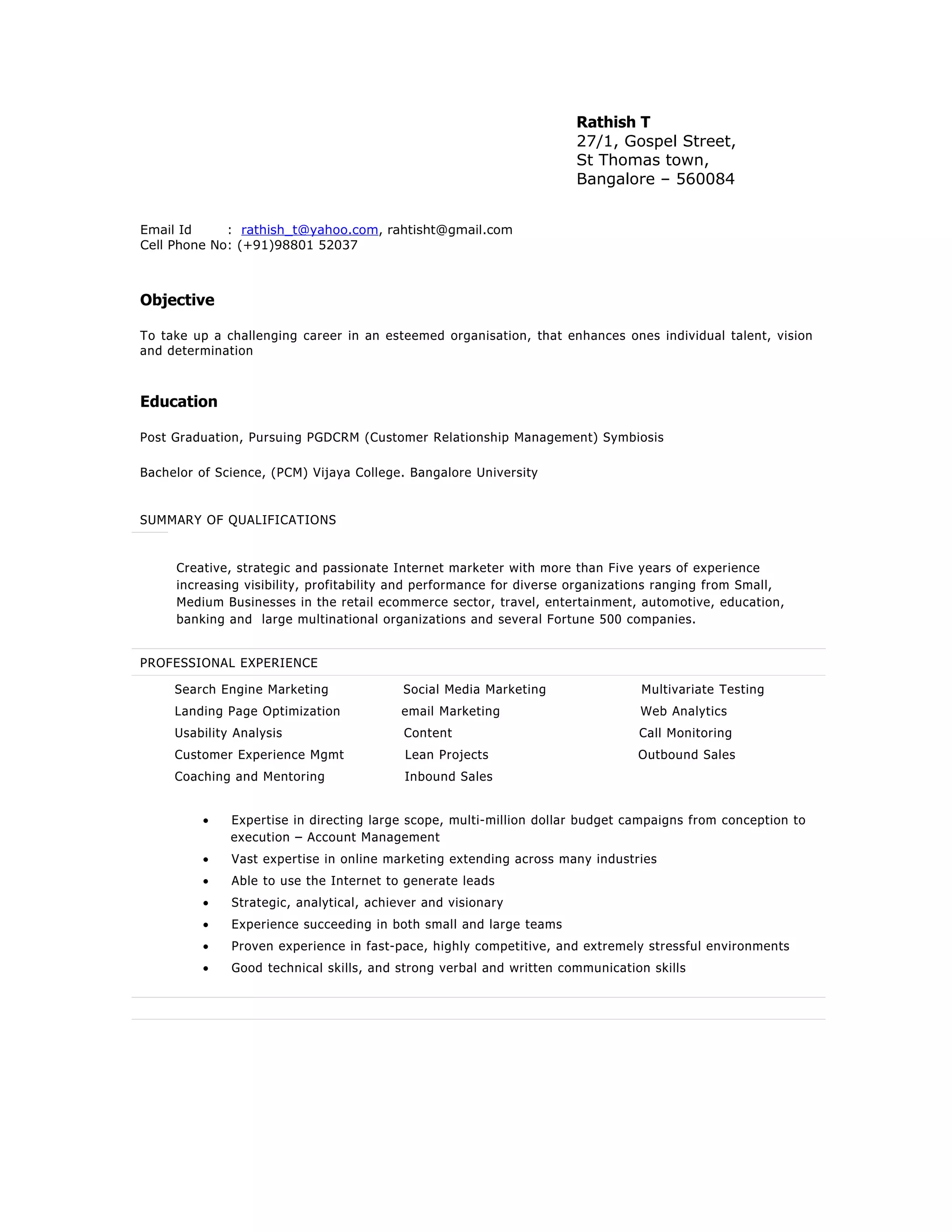 Rathish Resume Ppc | PDF