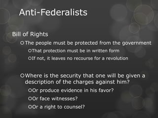 Ratifying the constitution: Federalists vs Anti Federalists | PPT