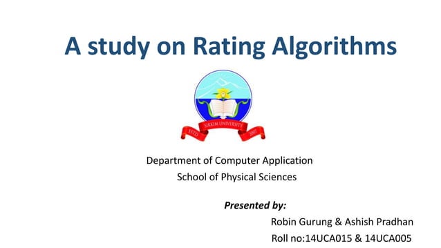 Rating System:Various rating algorithms Review. | PPT