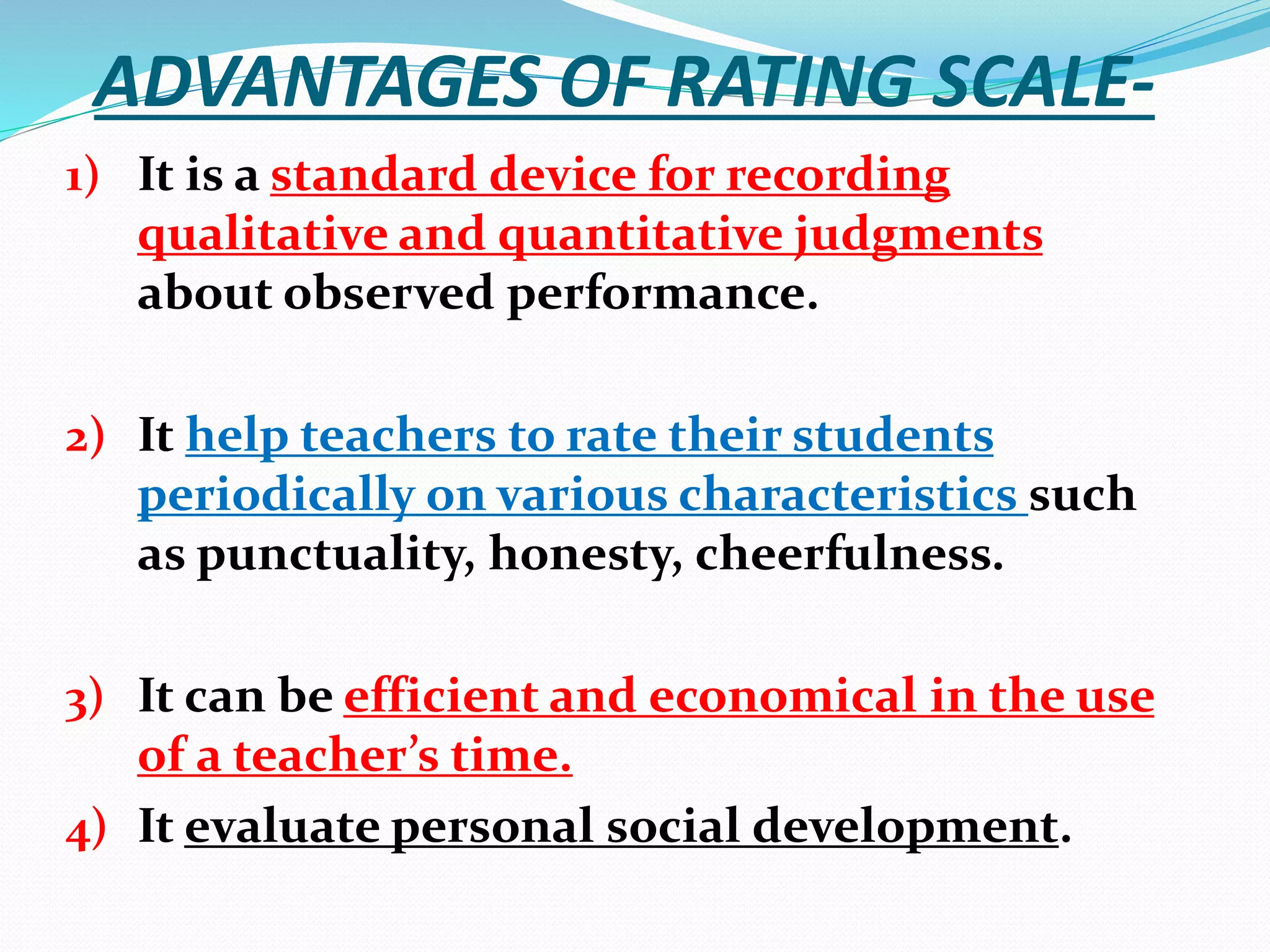 Rating Scale A Tool Of Evaluation Pptx Education