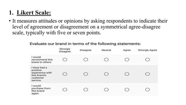 Rating Scales(e.g. Likert) and Ranking Scales | PPT | Free Download