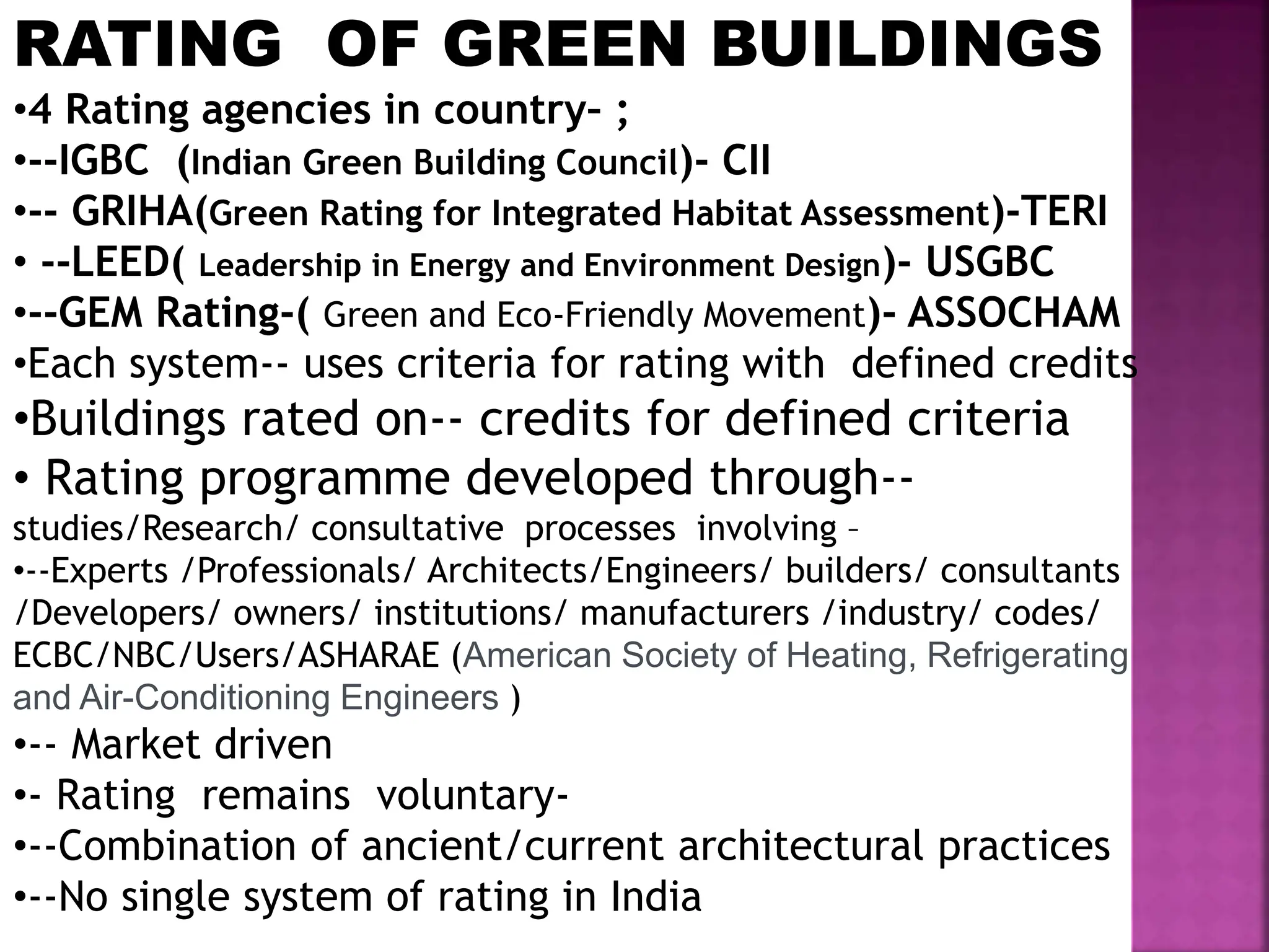 RATING SYSTEMS- IGBC, GRIHA, LEED--.pptx